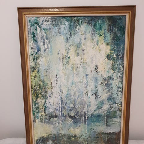 Vintage oljemaleri på lerret med nydelig treramme | FINN-torget