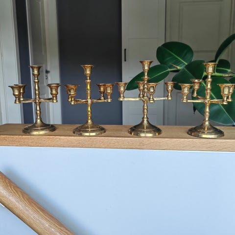 Messing kandelaber / lysestake med 5 armer. Vintage messing | FINN-torget