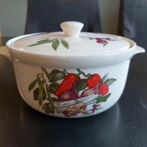 Stor emaljert gryte / spann med lokk – 35 liter – retro, vedbøtte ...