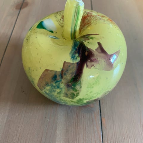 Signert Eple i Glass Blått Glasseple Retro Vintage Glasskunst Kobolt ...