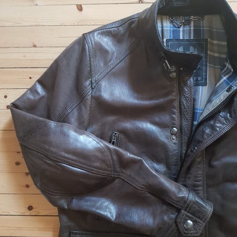 Belstaff shearling gangster biker jacket | FINN-torget