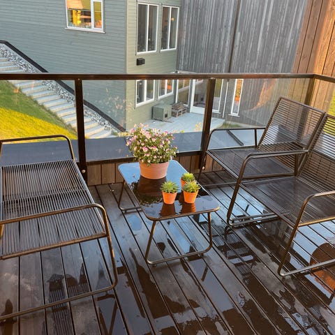 2 stk Loungebord / hagebord i sort glass / hvit, 116x60x45cm, pent ...