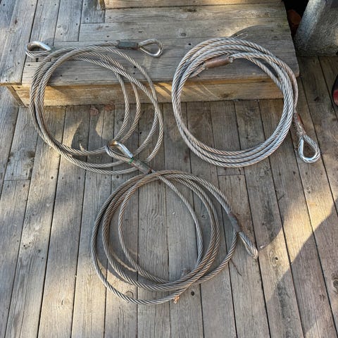 Stål wire, løfte, slepe stropper 4,1 tonn WLL 8mtr lange | FINN-torget