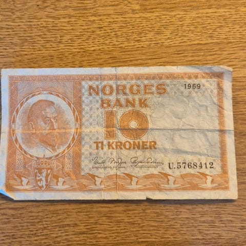 Norges Bank 10 Kroner Sedler 1976 | FINN-torget