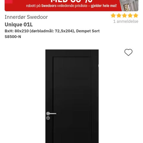 Swedoor Unique 01L 9x21 Hvit | FINN-torget