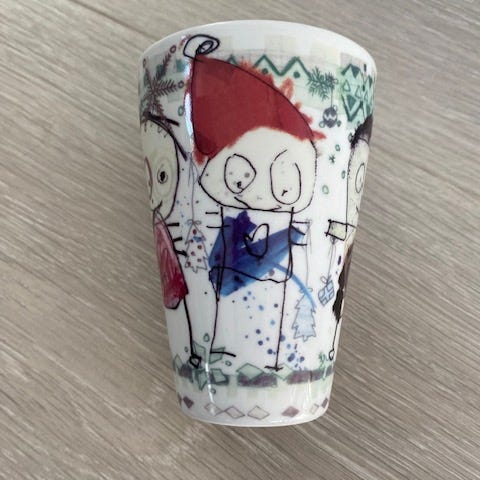 Poul Pava termokrus i porselen + 4 dessert skåler i glass | FINN-torget