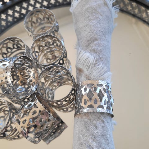 Gamle Sølvring Serviettholder Sett Rød Fløyel | FINN-torget