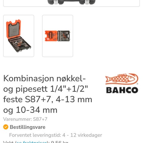 Bacho pipesett s800 har både metriske og tommer hylser samt mye mer | FINN-torget