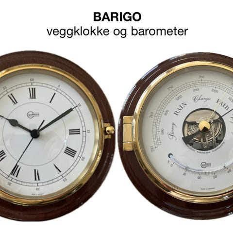Barigo kaptein klokke og termometer / barometer i mahogni | FINN-torget