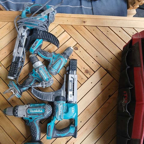 Ny Makita gips fres, gips drill, borhammer, lykt, sag, pussemaskin m.m ...