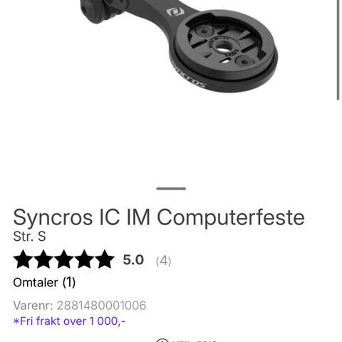 Garmin feste for Syncros styre stem FL, 250562-0001222 | FINN-torget