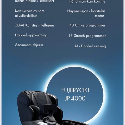 Fujiiryoki JP4000 – Medisinsk sertifisert massasjestol fra Japan | FINN ...