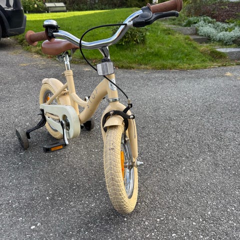 Stoy Barnesykkel 12 tommer korall med håndtak og kjedebeskyttelse ...