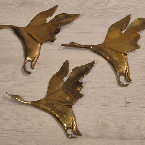 3 stk messingfugler – retro / mid-century stil | FINN-torget