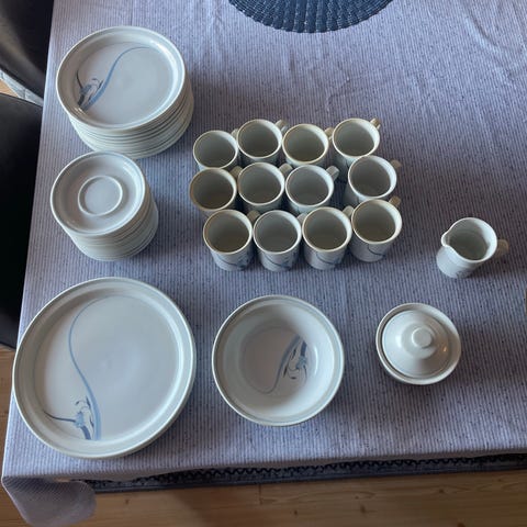 Blåklokke Figgjo Porselen 7 stk i ovale serveringsfat | FINN-torget