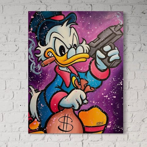 Originalt maleri – “Scrooge Duck & Bitcoin” | FINN-torget