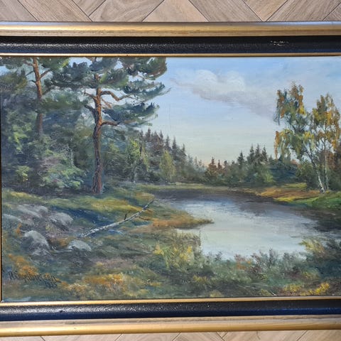 Atle Urdal oljemaleri - Morgenlys over Grimstadskjærgården | FINN-torget