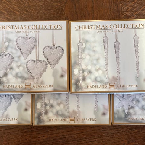 Hadeland Glassverk Christmas Collection dekorasjonsornamenter hjerter ...