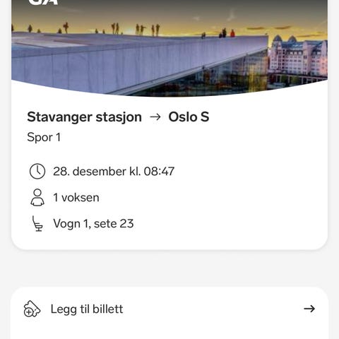 2 stk. Tog Oslo-Bryne 26 desember kl 09.25 | FINN-torget