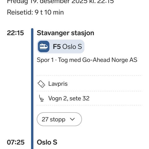 2 stk. Tog Oslo-Bryne 26 desember kl 09.25 | FINN-torget
