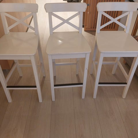 IKEA Ingolf / Rosentorp barstoler – 7 stk, hvite | FINN-torget
