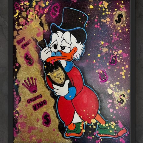 Originalt maleri – “Scrooge Duck & Bitcoin” | FINN-torget