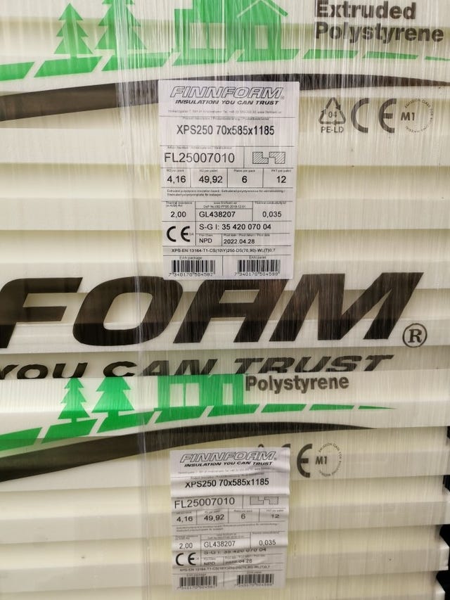 M2 / kr93,- XPS 250 Trykkfast isolasjon - Styrofoam - Markisolasjon 50 ...
