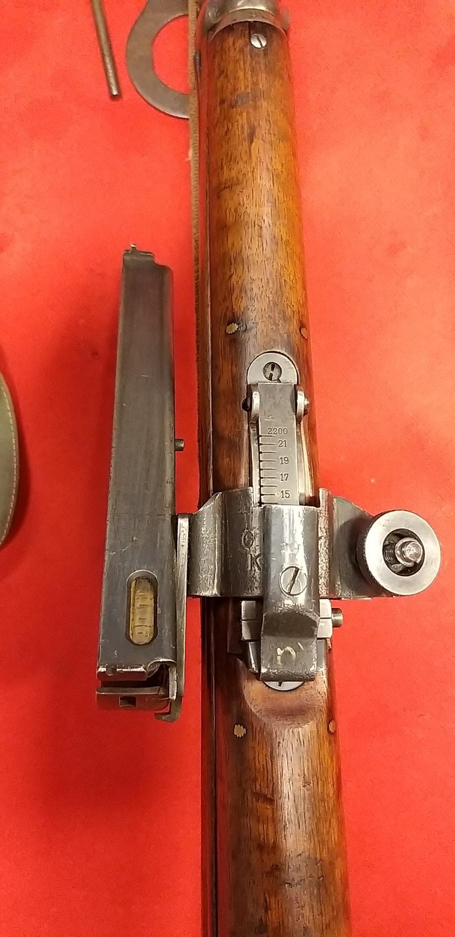 Krag Jørgensen M1894 (Steyr 1897) granatutskytningsbeger, sikte, taske ...