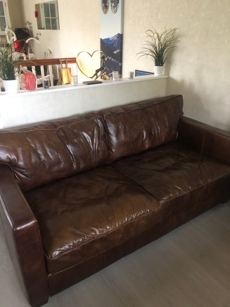 Brun skinnsofa | FINN-torget