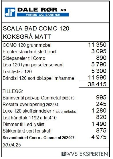Scala Bad COMO 120 KOKSGRÅ MATT | FINN-torget