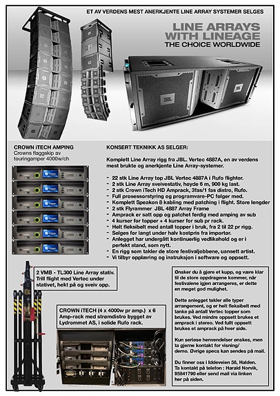 JBL VERTEC 4887 LINE ARRAY, KOMPLETT RIGG. GI BUD!! | FINN torget