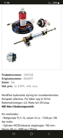 Hydraulikk styring til båt | FINN torget